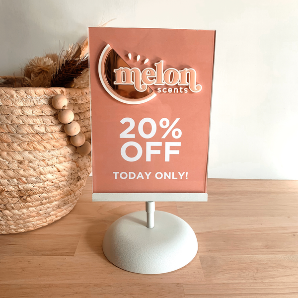 Weighted Special Offer Stand with A5 Removable Sheet – Inked And Etched